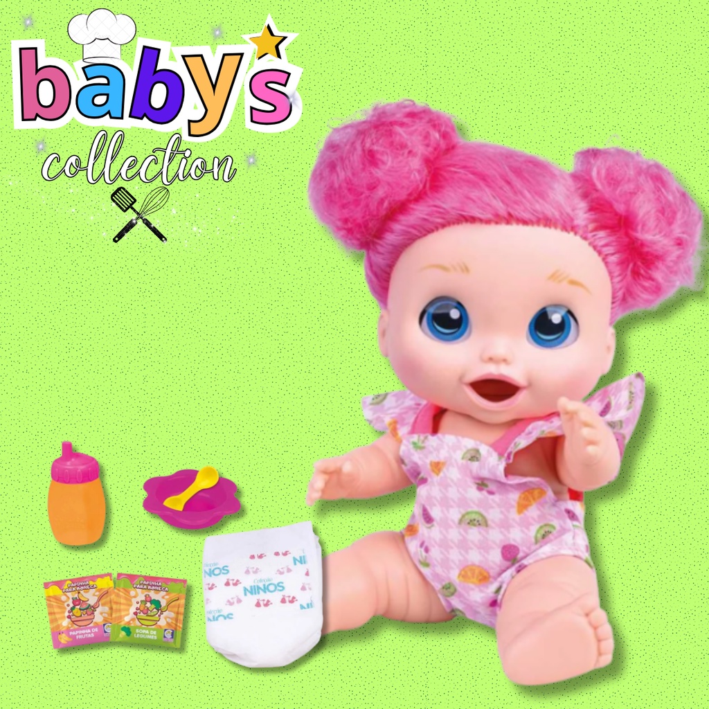MEP Boneca Infantil 26cm Que Come Papinha E Faz Caquinha Com 6 ...