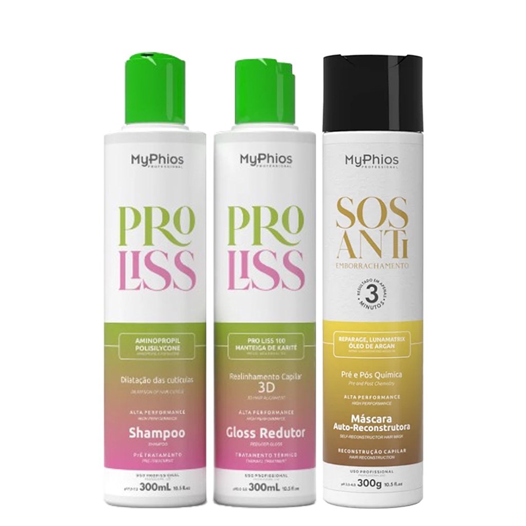 Kit Progressiva Gloss Redutor Proliss 300ml + SOS Antiemborrachamento ...