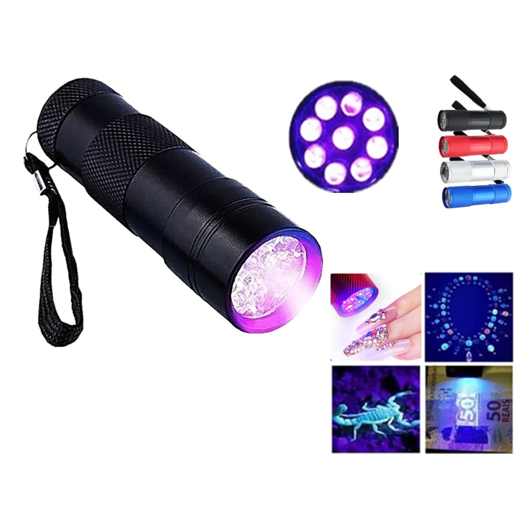Lanterna Luz Led Negra Ultra Violeta Uv Detecta Nota Urina Gato Escorpião Seca Gel | Shopee Brasil
