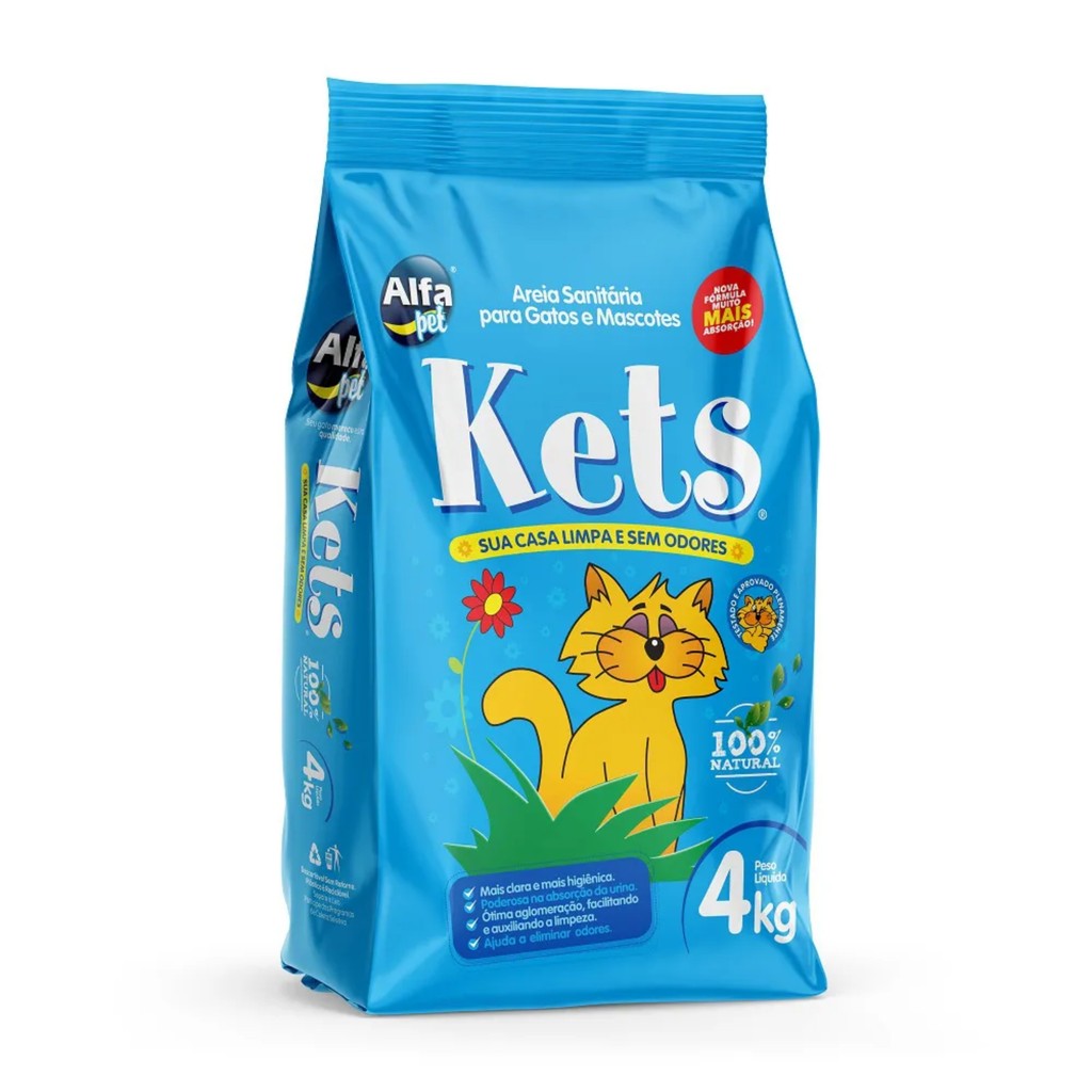 Alfapet Kets Areia Higiênica para Gatos - 4kg | Shopee Brasil