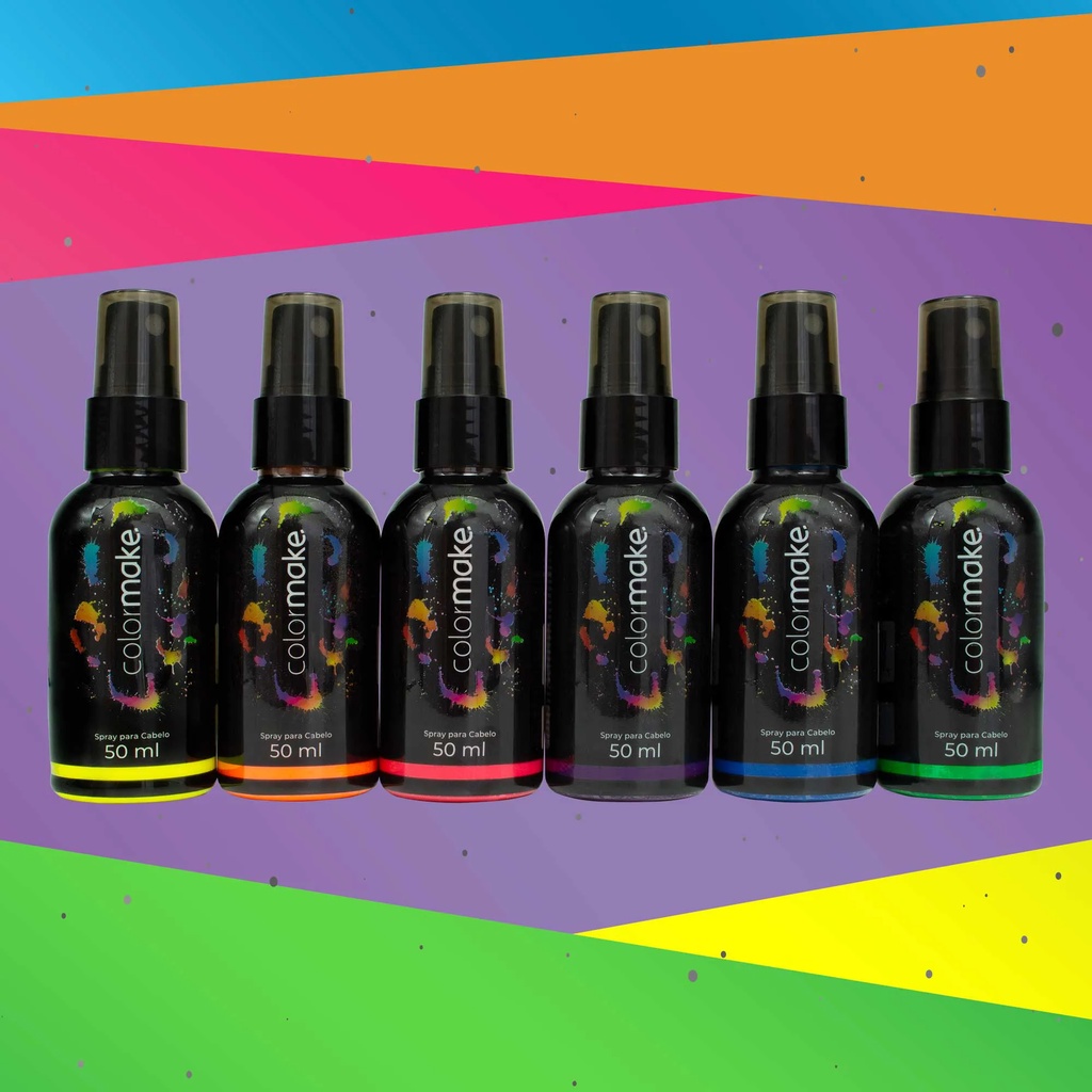 Spray Tinta Neon Para Cabelo Temporário 50ml Colormake Brilha Na Luz ...