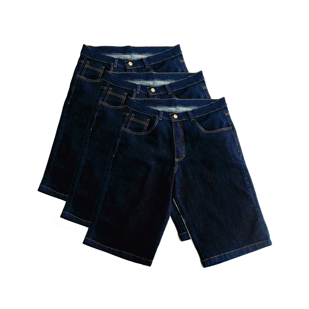 Kit 3 Bermuda Jeans Adulto Masculina Básica Trabalho | Shopee Brasil