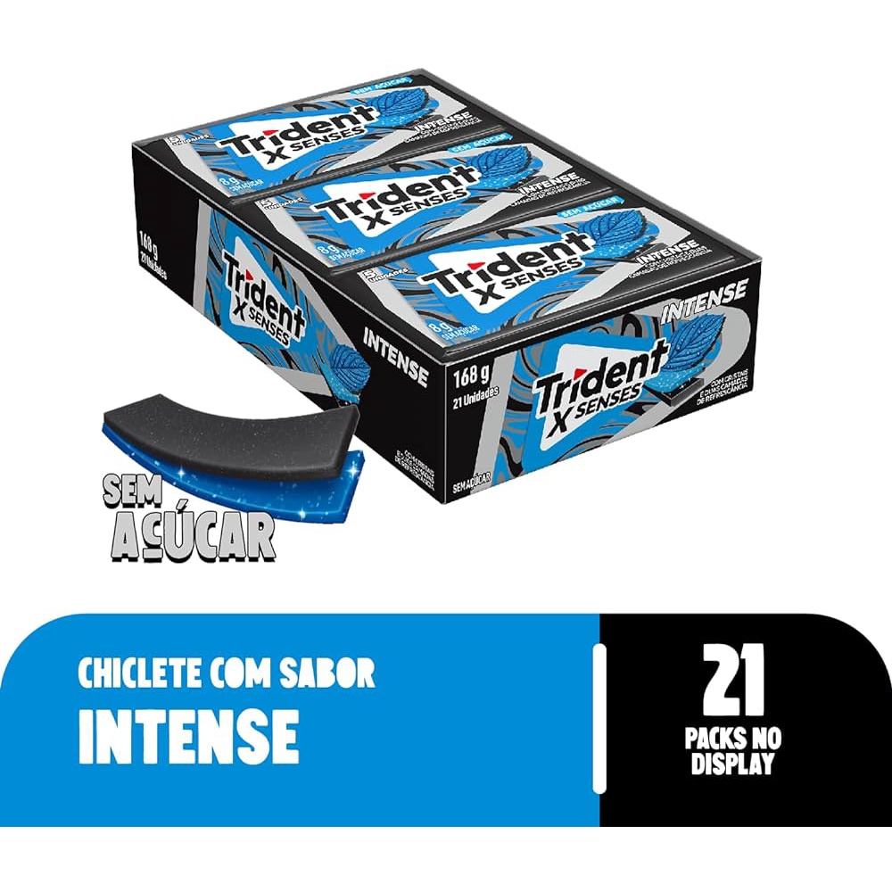 CHICLE ADAMS TRIDENT C/21 INTENSE | Shopee Brasil