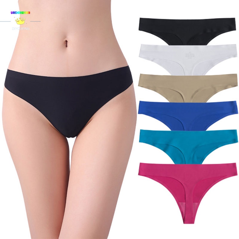 ZXYOUPING kit 1/5 Ladies Ice Silk Panties , Seamless Thong , G String Plus Size , Sports yoga ...