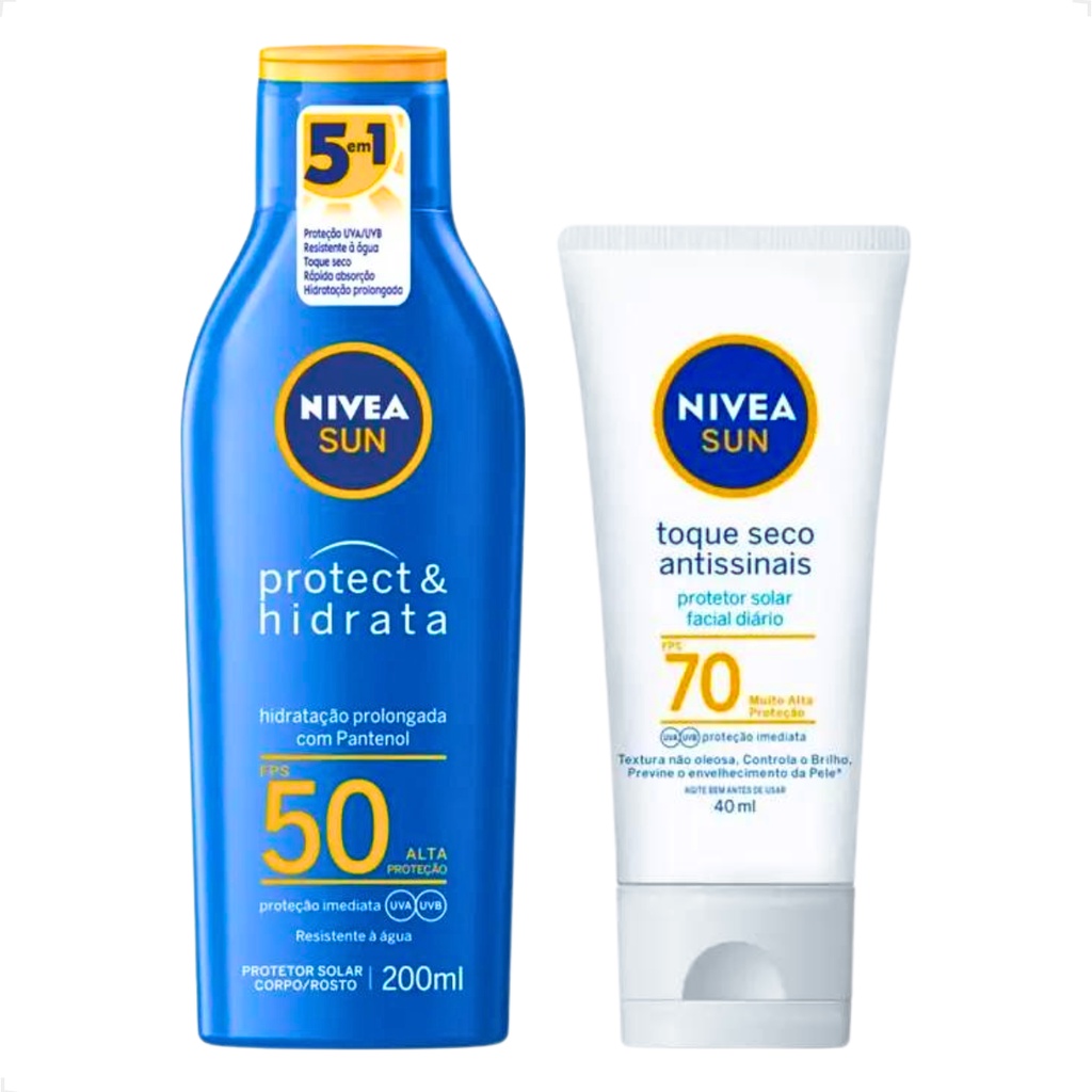 Protetor Solar Nivea Sun Fps50 + Bloqueador Facial Toque Seco ...