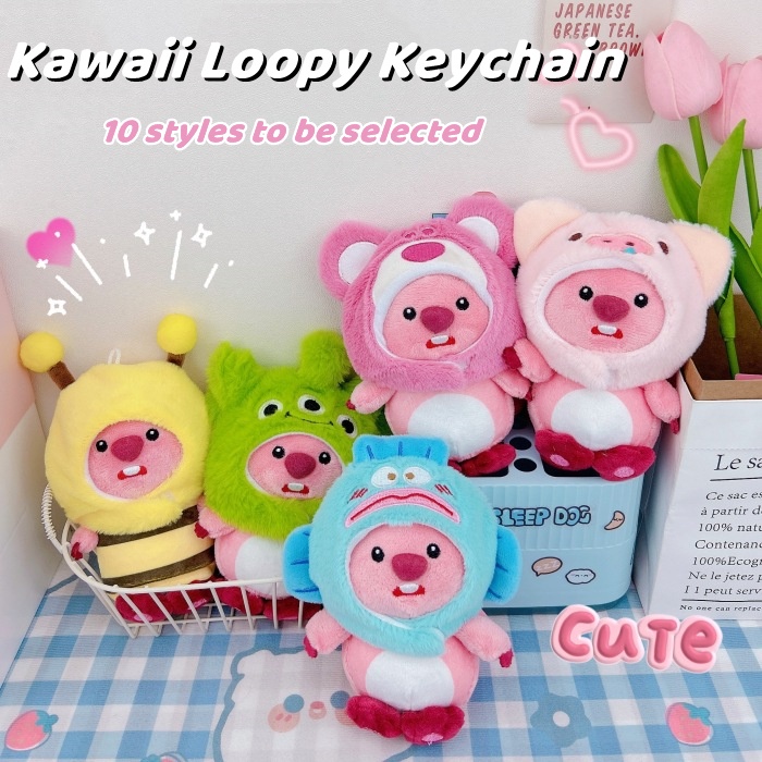 10 Estilos Bonito Loopy Castor Boneca Chaveiro Com Chapéu Engraçado ...