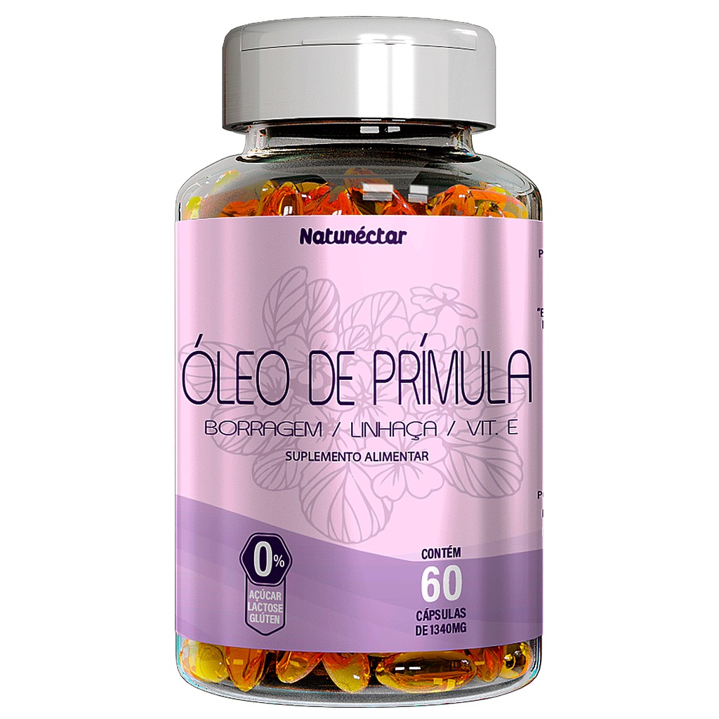 Óleo de Prímula Gelatinosas Vitamina Frascos 60 Cápsulas Suplemento Natural Original Natunéctar ...