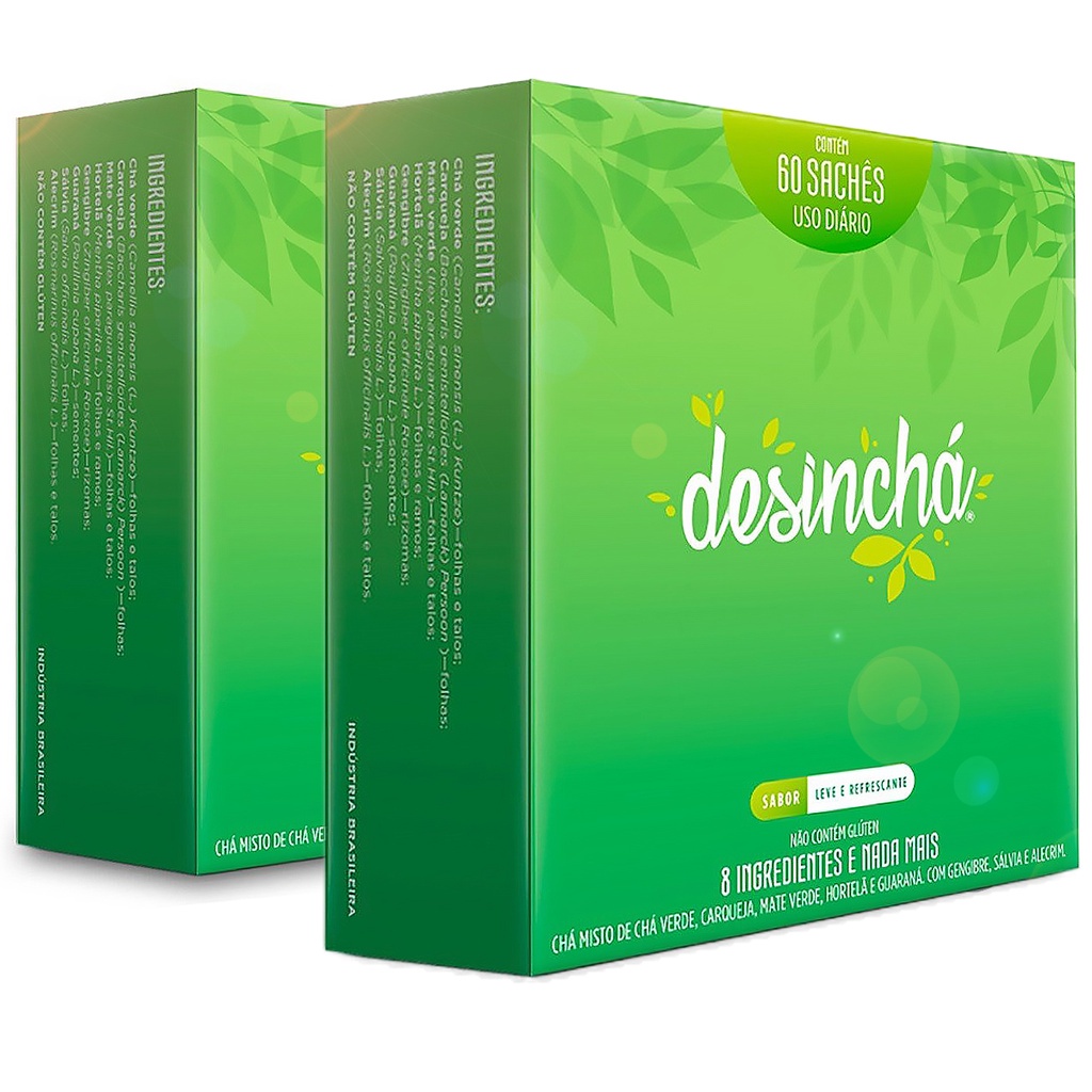 Kit 2x Caixas Desinchá Dia 60 sachês - Suplemento Alimentar Natural em ...