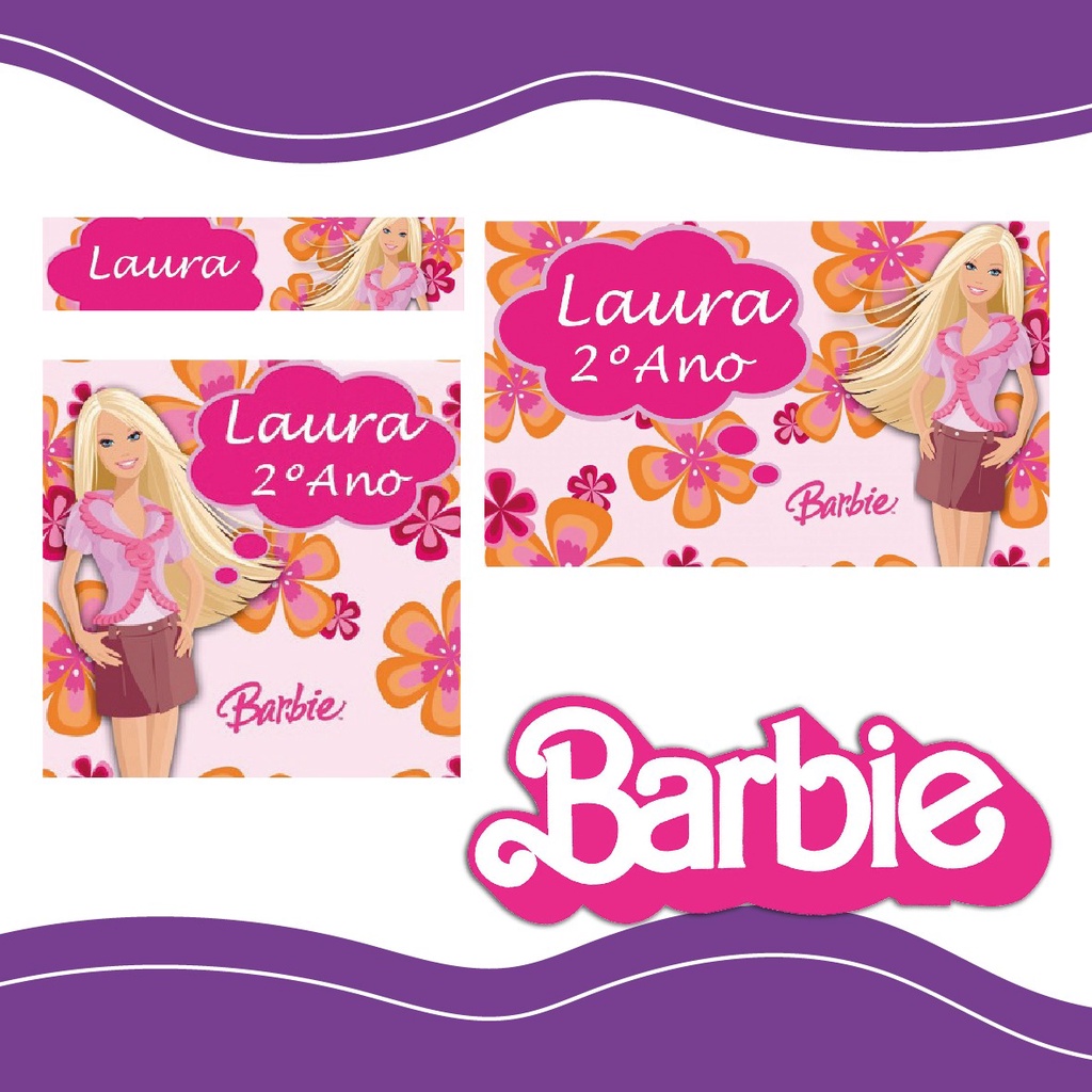 Etiquetas escolares personalizadas Barbie 80 unidades | Shopee Brasil