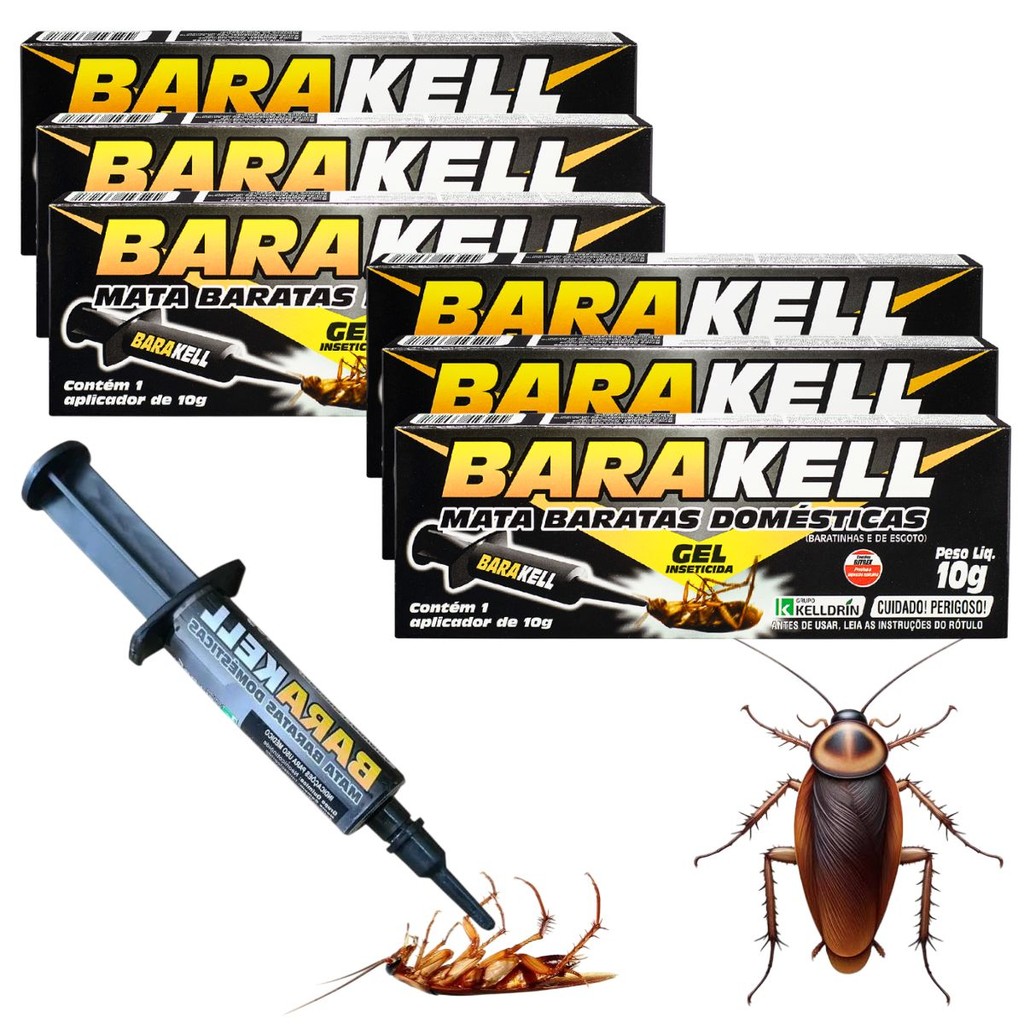 Kit 6 Veneno para Baratas Barakell Gel Kelldin 10g Eficaz | Shopee Brasil