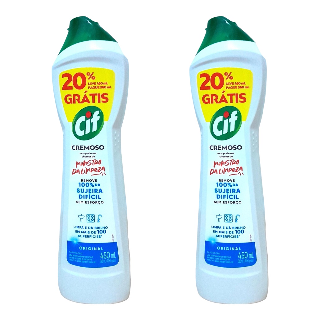 KIT COM 2 MULTIUSO CREMOSO CIF 450 ML LIMPEZA PROFUNDA | Shopee Brasil