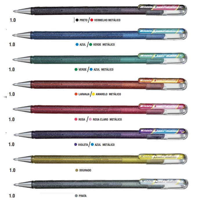 Caneta Hybrid Dual Metallic - Pentel | Shopee Brasil