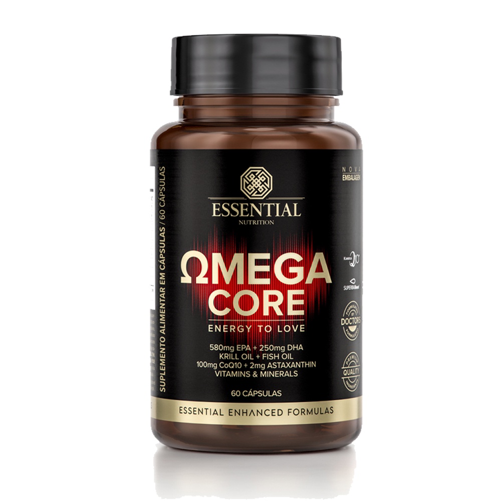 Omega Core - Ômega-3 + Astaxantina + CoQ10 - Essential Nutrition - 60 ...