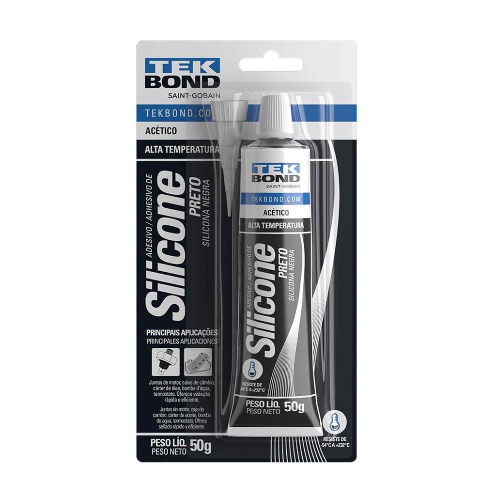 Cola Silicone Alta Temperatura Preto Automotivo Tek Bond 50g | Shopee Brasil