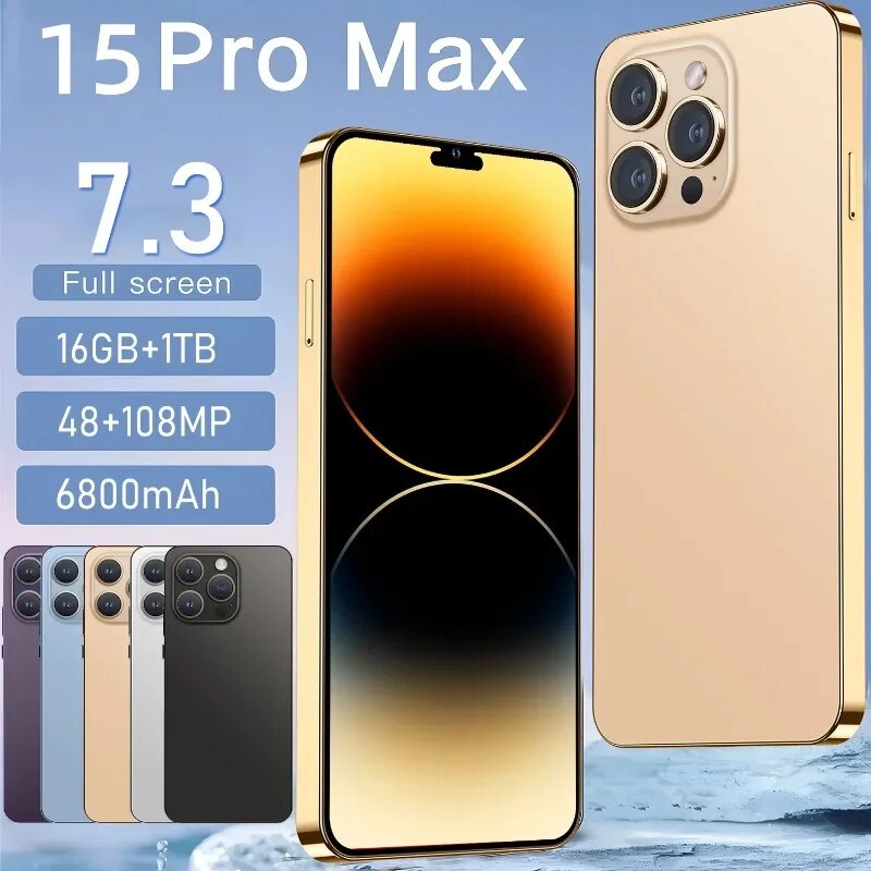 Novo Original Para 15 Pro Max Smartphone 7.3 Polegadas Tela Cheia Versão Global Face ID 5G ...