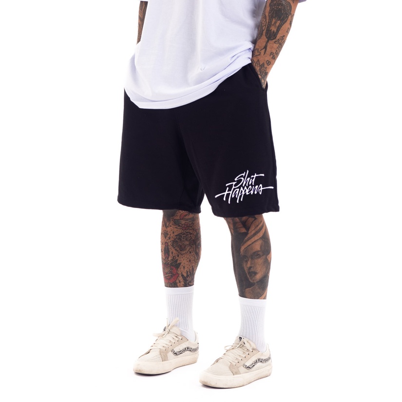 Bermuda Moletom Estampado Shit Happens Streetwear 100% Algodão ...