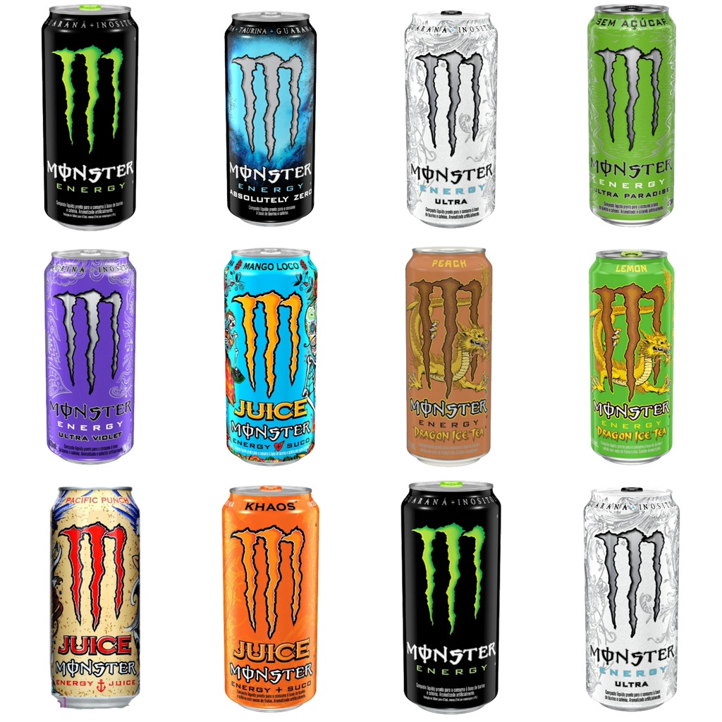 Kit c/12 Unidades Energético Monster Energy Atacado Juice Dragon Ultra ...