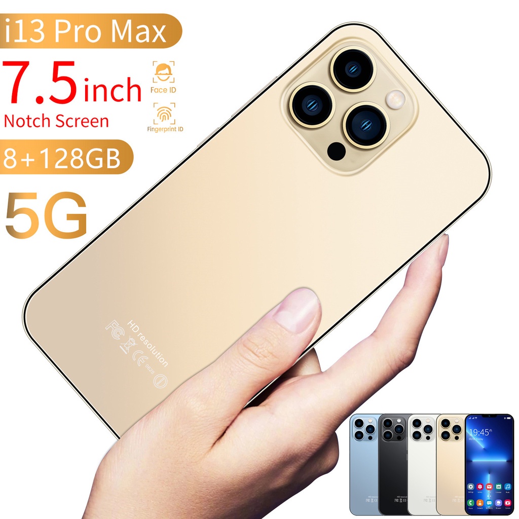 Novo I13 Pro Max Smartphone 7.5 Polegadas Tela Cheia 8Gb RAM + 128 ROM Dual Sim 4G 5G Standby ...