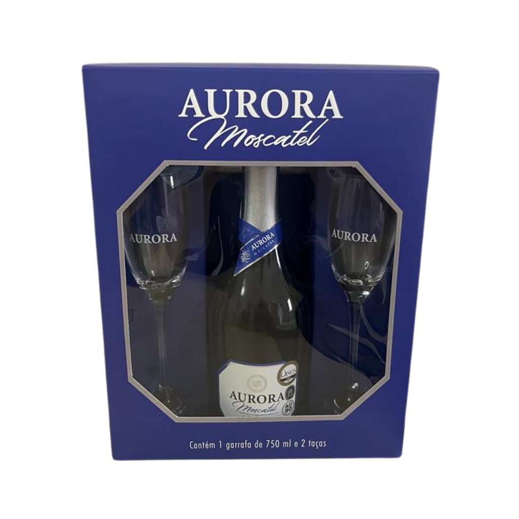 Kit Presente Vinho Espumante Moscatel Aurora Kit Com 2 Taças De Vidro ...