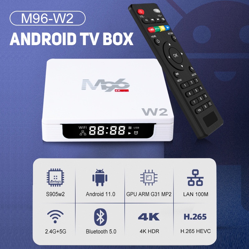 2023 Mais Nova Tv Box M96 W2 S905w2 Android11 Smart Conjunto Top Caixa 64g Android 11 Dual Wifi ...