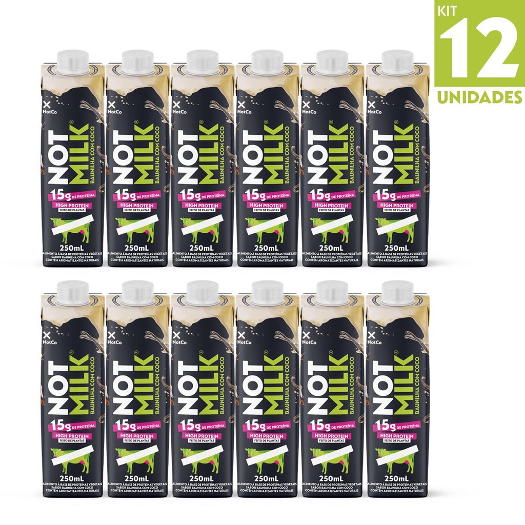 Kit 12x NotCo NotMilk High Protein 15g Baunilha Coco 250ml | Shopee Brasil