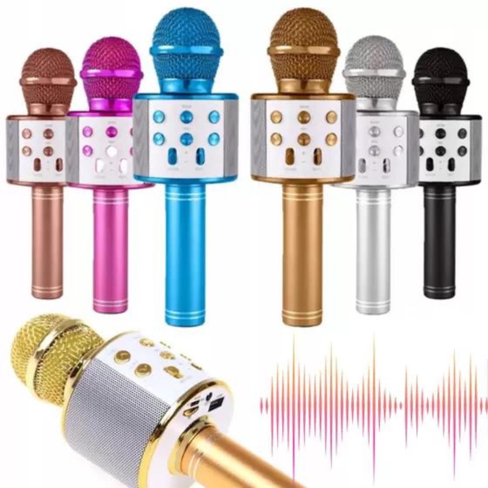 Microfone Sem Fio Karaoke com Bluetooth e Efeito Sonoro Recarregavel ...