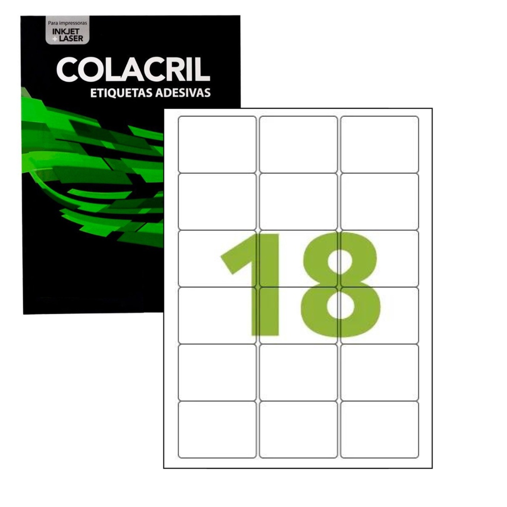 Etiqueta adesiva A4 100 folhas Impressora Colacril 8079 63,5X 46,6 X 3 ...