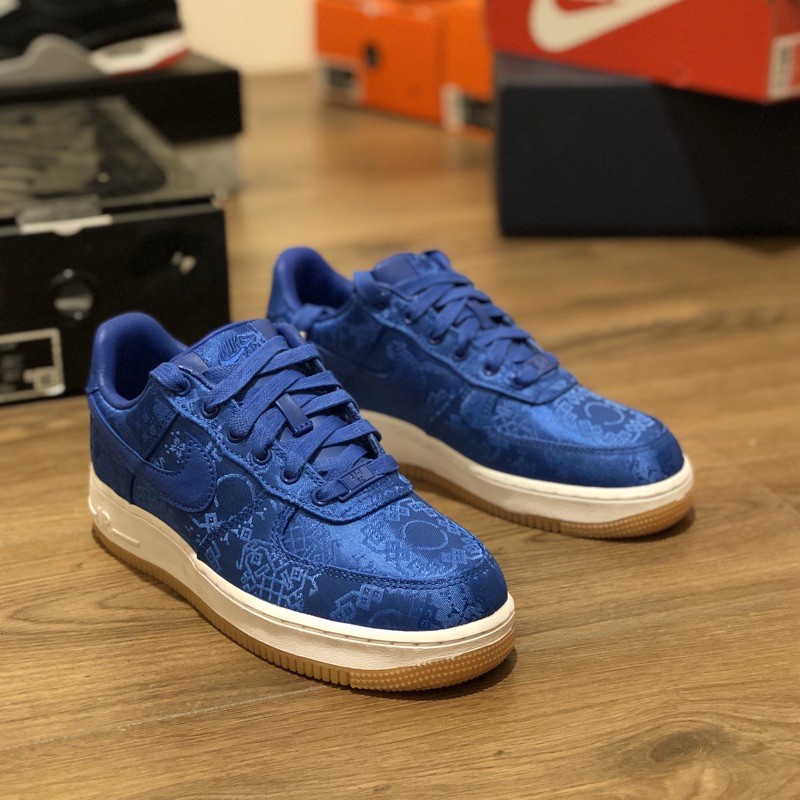 Alta Qualidade CLOT x Nike Air Force 1 Azul Seda Azul Seda Azul Seda ...