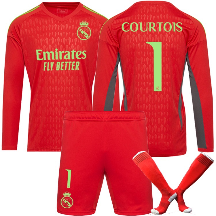 2324 Uniforme de futebol Uniforme de goleiro N ° 1 Courtois camisa Club goleiro vermelho de ...