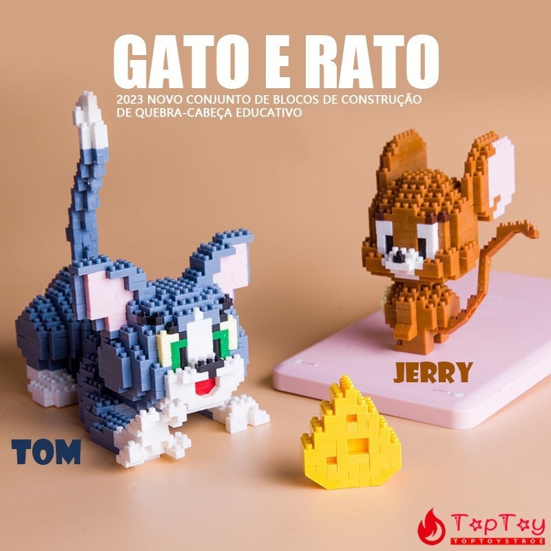 2100 Peças Gato e Rato Série Brinquedos de Blocos de Construção Tom e ...