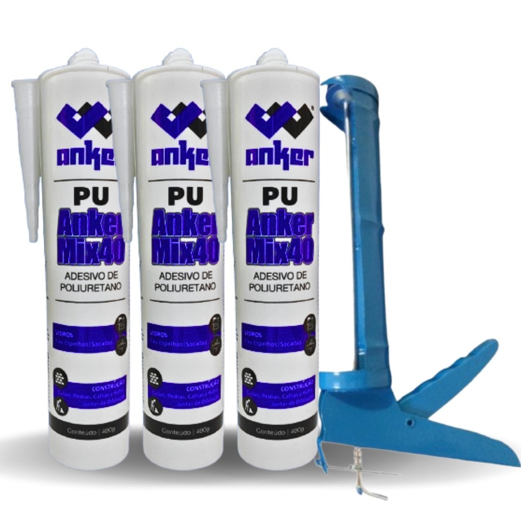 3 Adesivo Silicone Selante Poliuretano Pu 40 com Aplicador | Shopee Brasil