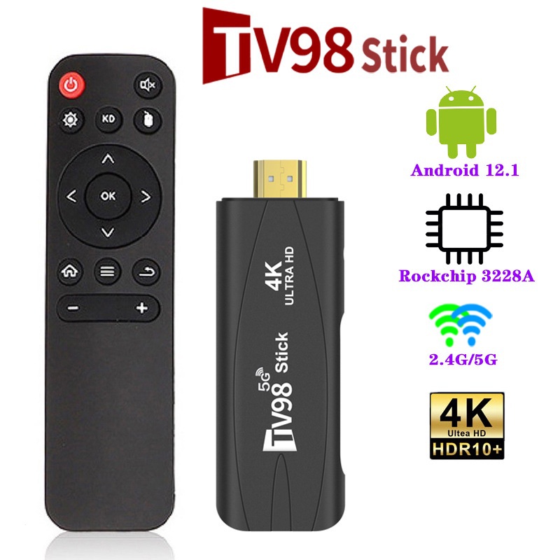 TV98 4K Android Duplo 2.4G 5G Wifi 12.1 Rockchip 3228A 8GB/128GB 4K HD 3D Inteligente 12 X96 Q3 ...