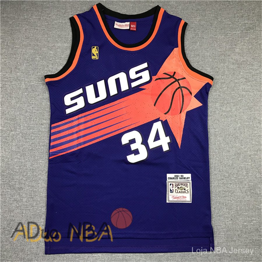 Camisa NBA #34 Charles Barkley Phoenix suns blue De Basquetebol Jerseys - Faz a Boa!