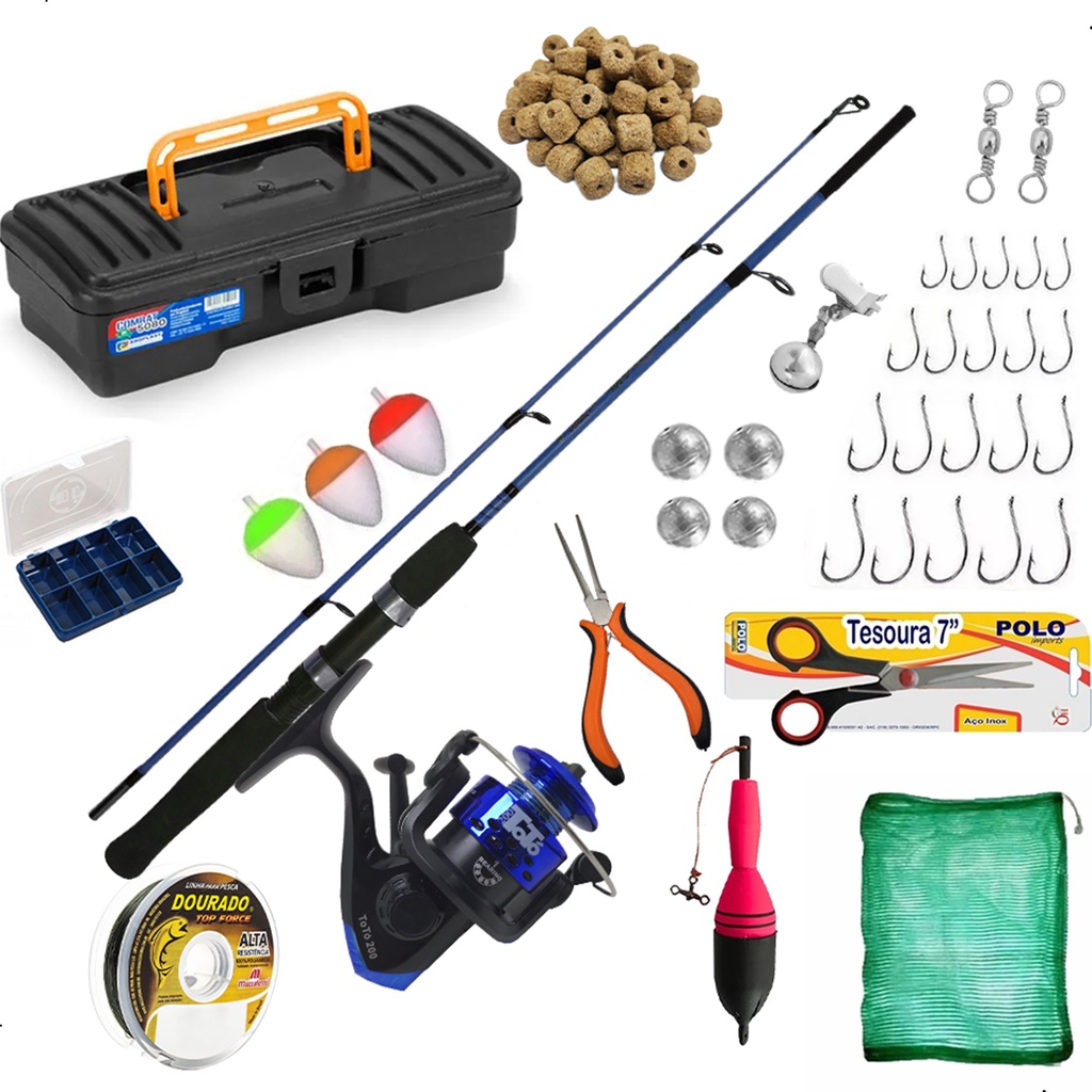kit De Pesca Completo Maleta, Vara 1,20m 6k e Molinete + Acessorios | Shopee Brasil