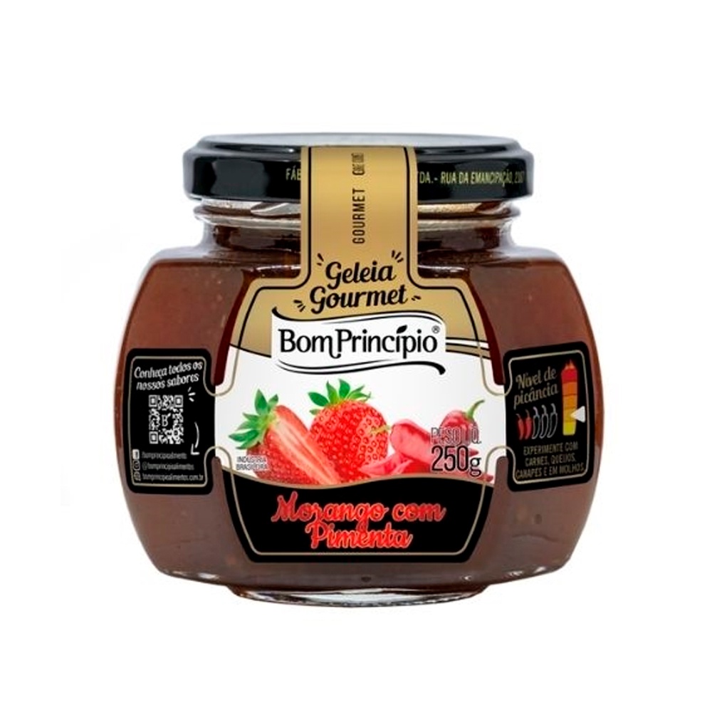 Geleia Gourmet Sabor Morango Com Pimenta 250g Bom Principio | Shopee Brasil
