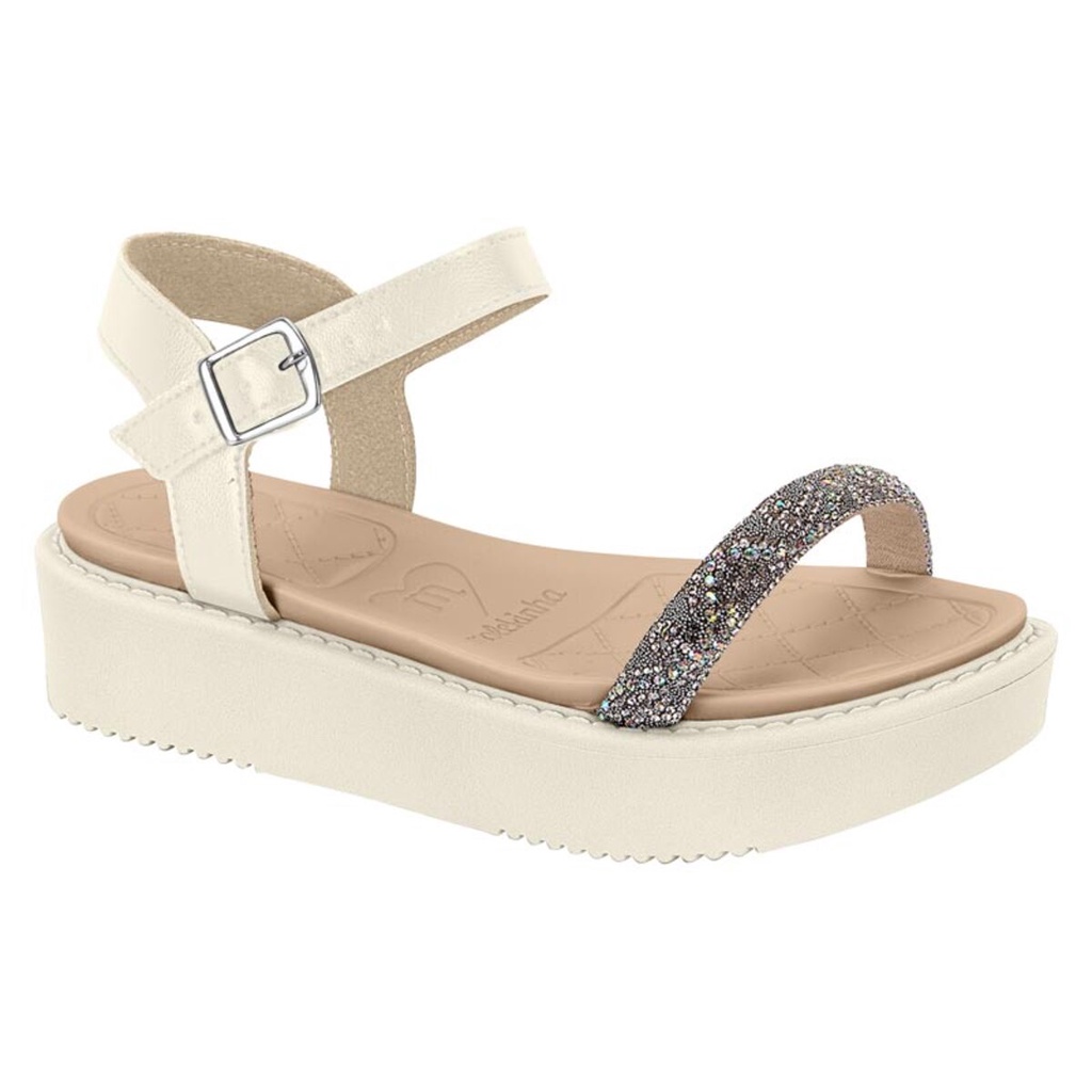 Sandália Infantil Menina Molekinha Flatform Plataforma Tira com Brilho ...