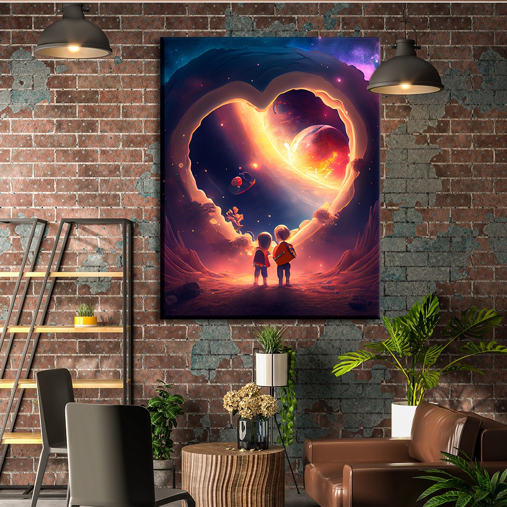 Quadro de Parede Casal Amor Descobrindo Universo quarto sala hall Em ...