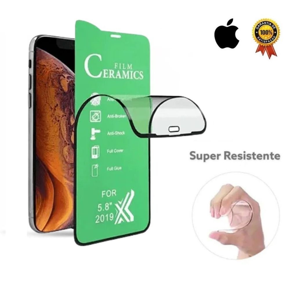 Película 3D 9D Cerâmica Gel HidroGel Flexível Para Todos Modelos IPhone + Kit Limpeza | Shopee ...