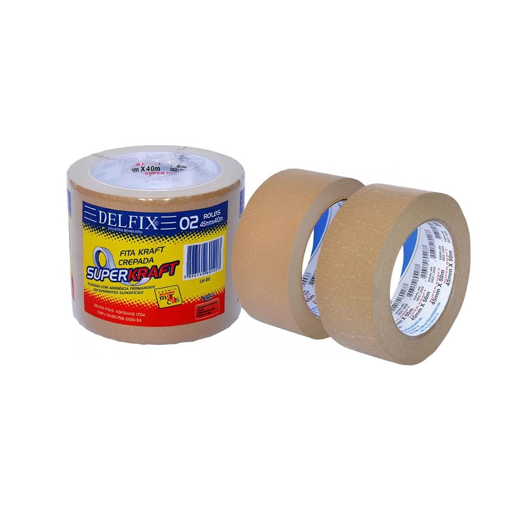 Kit 2 Rolos - Fita Kraft Crepada Delfix Super Kraft 45mm X 50m | Shopee ...