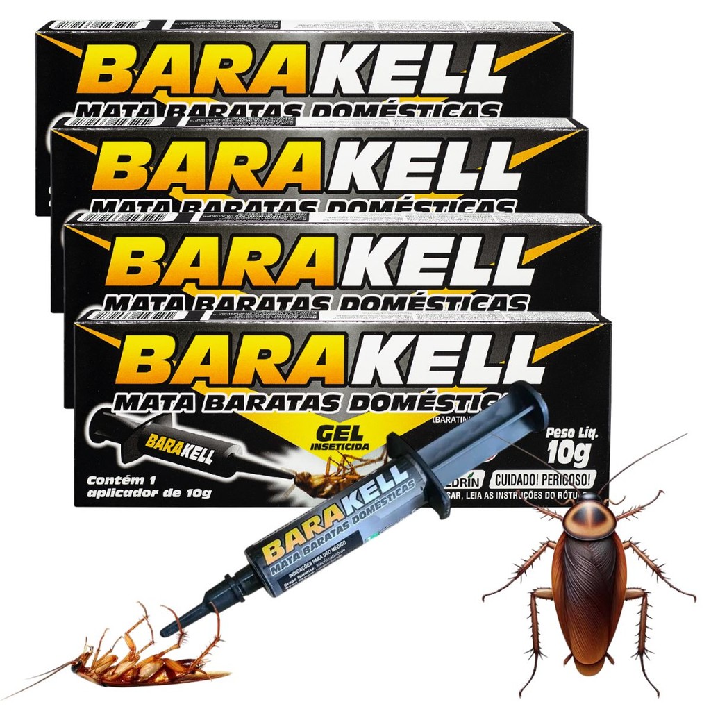 Kit 4 Barakell Gel Mata Baratas Domesticas Kelldin 10g | Shopee Brasil