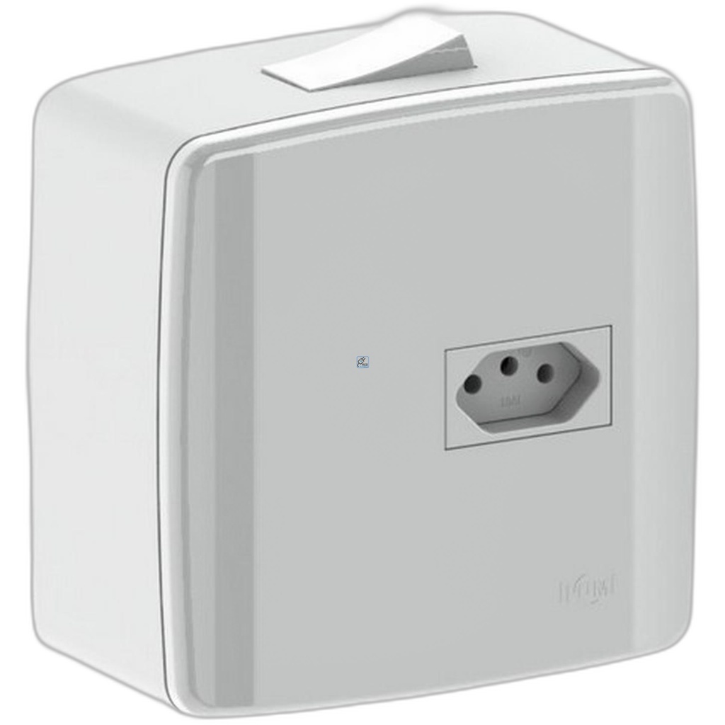 Caixa 4x4 Sobrepor Ilumi Com 1 Interruptor 25a.+tomada 2p+t. 20a ...