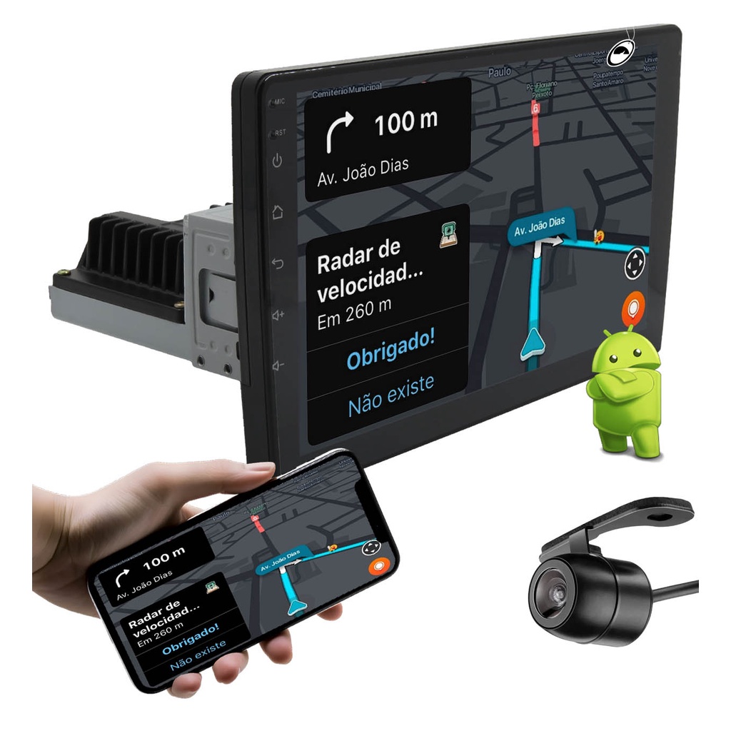 Multimídia 9" Polegadas Traseira 1 Din H-Tech HT-9823CA Android + Câmera de Ré | Shopee Brasil