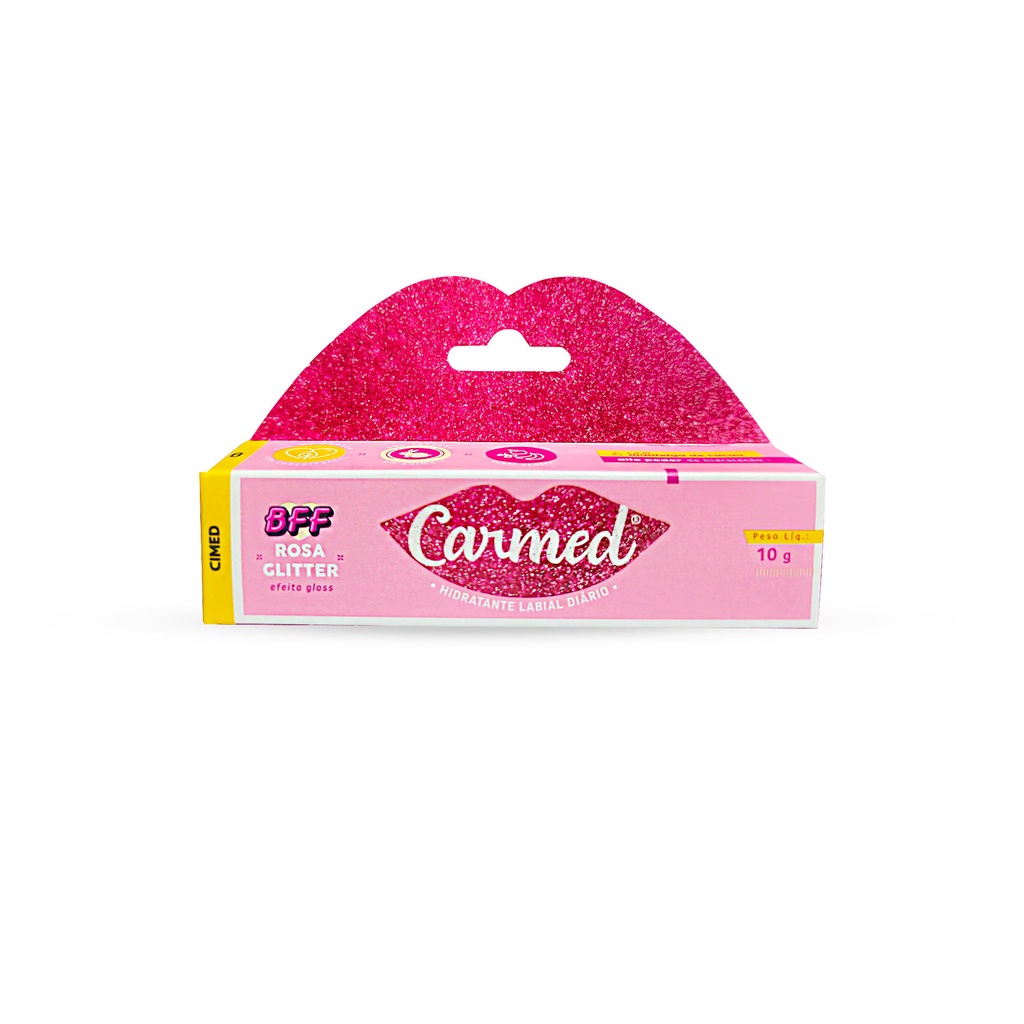 CARMED BFF GLITTER HIDRATANTE LABIAL ROSA EFEITO GLOSS 10G | Shopee Brasil
