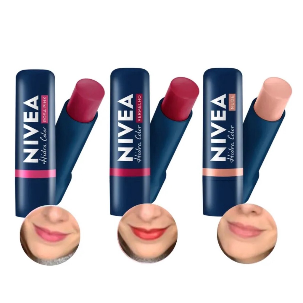 Nivea Hidratante Labial Hidra Color 2 Em 1 4,8g Todas as Cores | Shopee ...