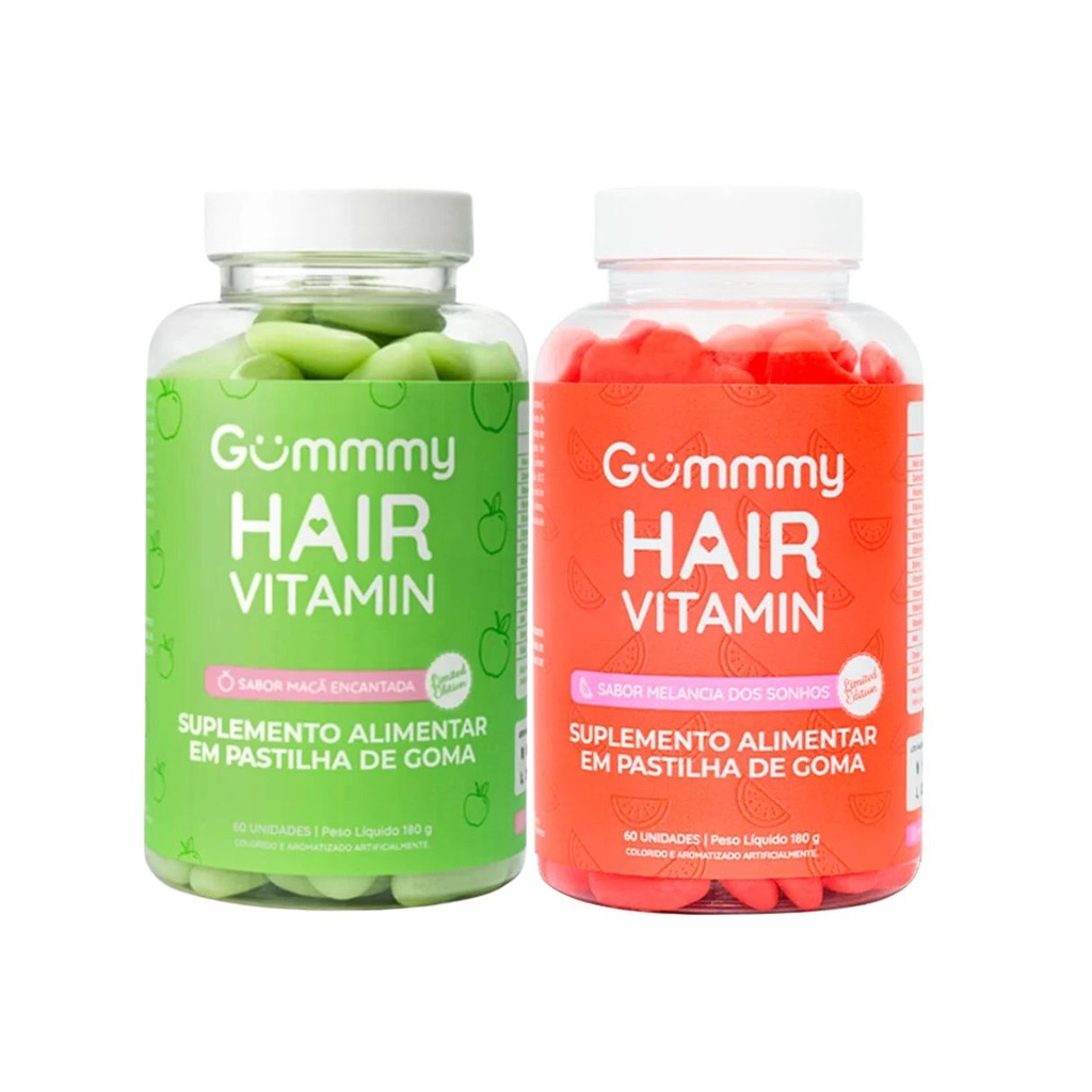 KIt Gummy Hair Vitamin Cabelos e Unhas 2 sabores 60 unidades | Shopee ...