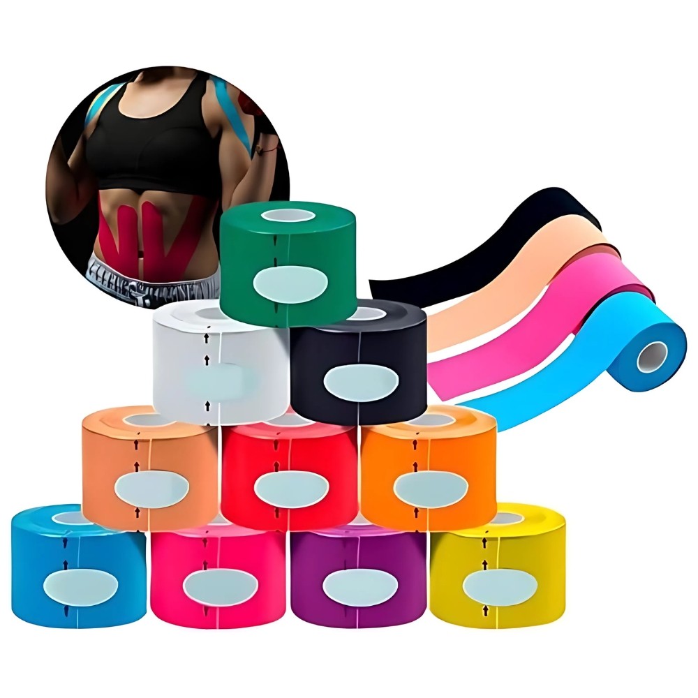 Fita Kinesio Tape Elástica Adesiva para Bandagem Funcional – Suporte Muscular e Alívio de Dores ...