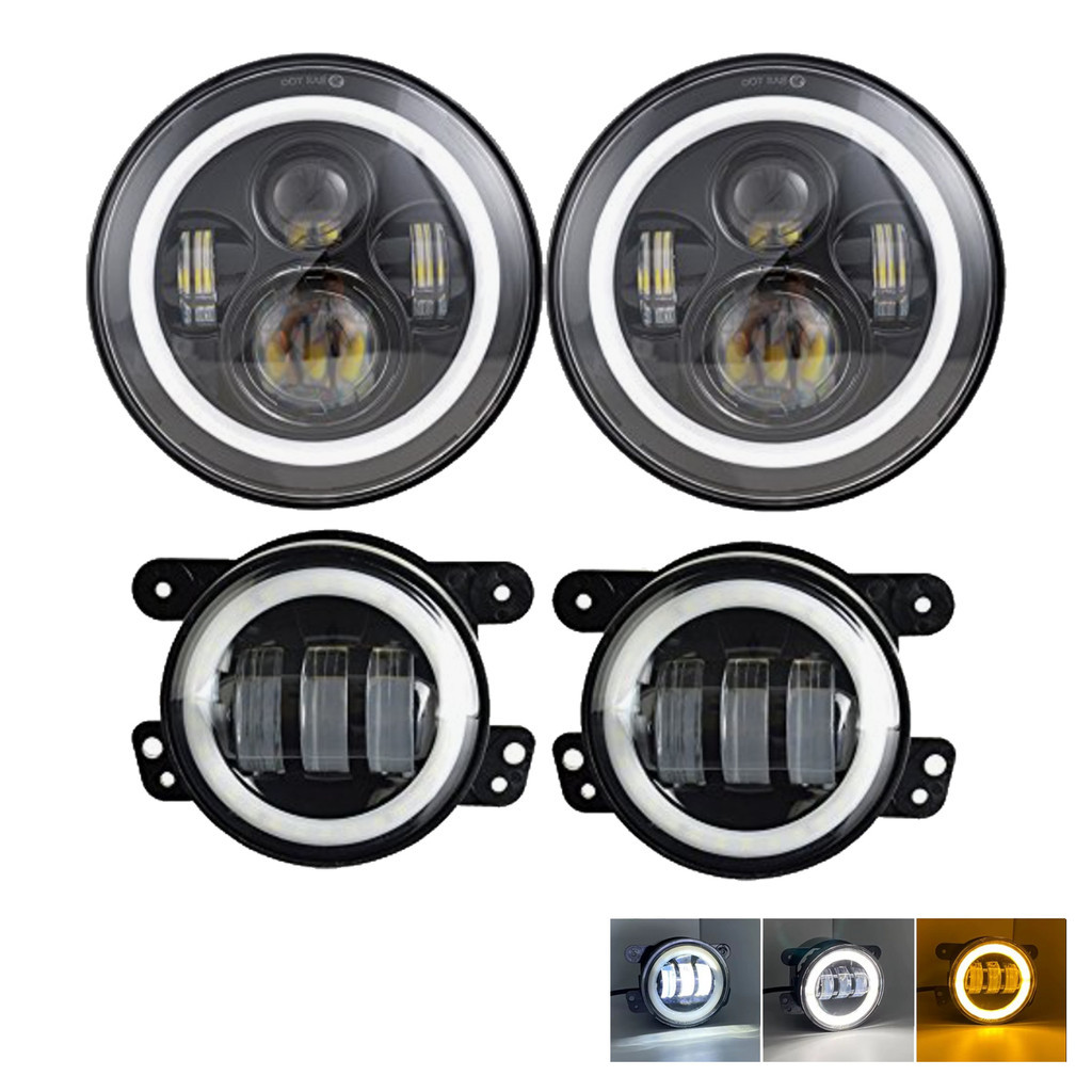 MELHOR KIT farol de led + FAROL DE MILHA 3 FUNÇÕES H4 ANGEL COM ...