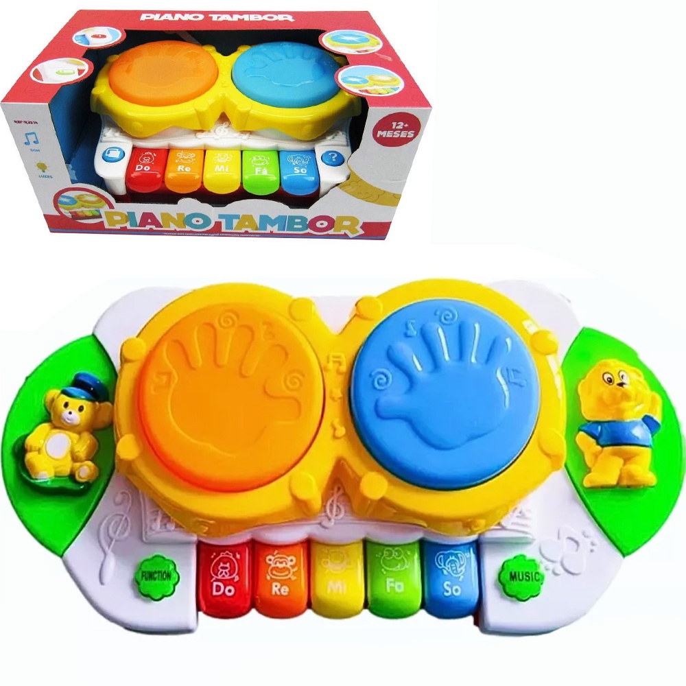 Brinquedo Para Bebe Piano Tambor Com Som E Luz 6 Meses Shopee Brasil