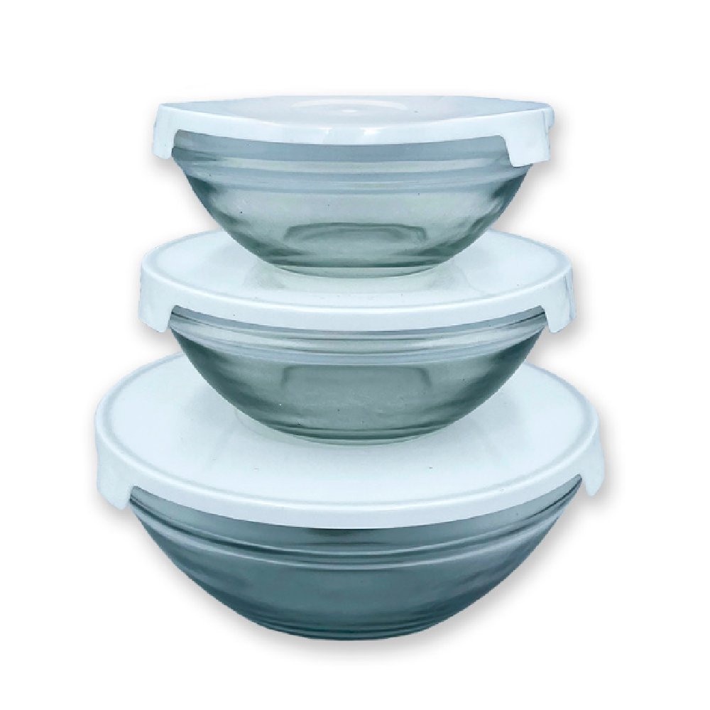 Conjunto 3 Potes de Vidro Herméticos Com Tampa - Branco - Armazenar ...