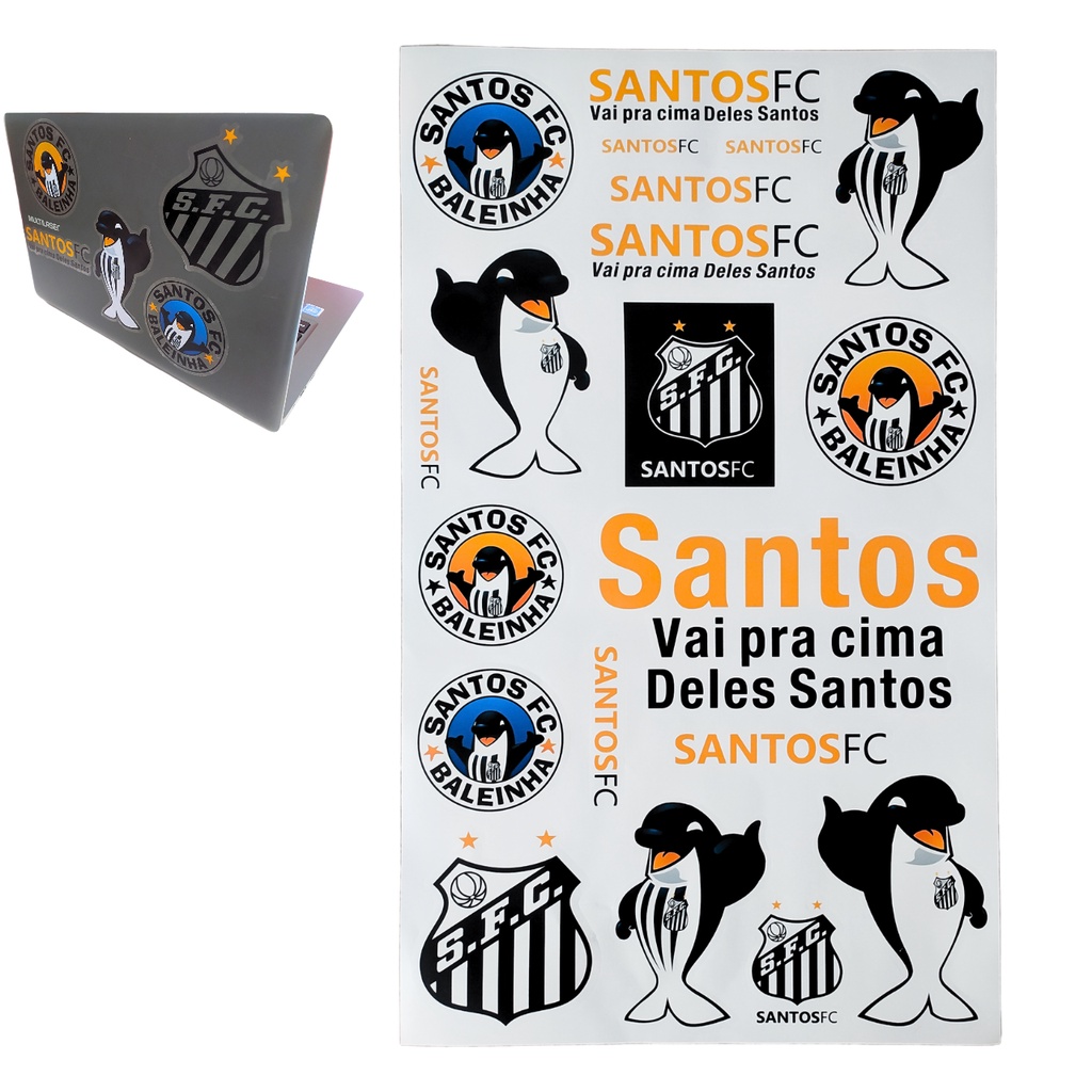 Cartela De 20 Stickers Santos FC Figurinha Adesivos Oficial Temáticos ...